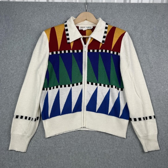 Vintage | Sweaters | Vintage Eric Steven Sweater Womens Rainbow Zip ...
